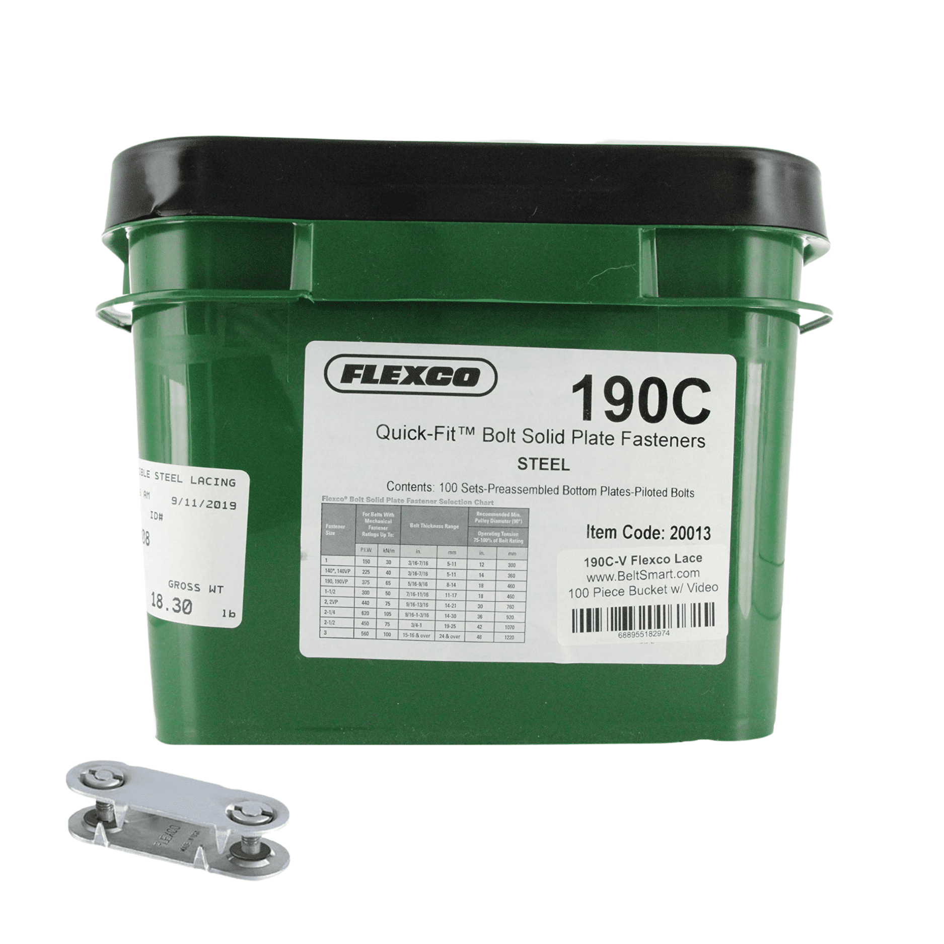 Flexco 190C Bolt Solid Plate Fastener Bucket, 20013 - MDS