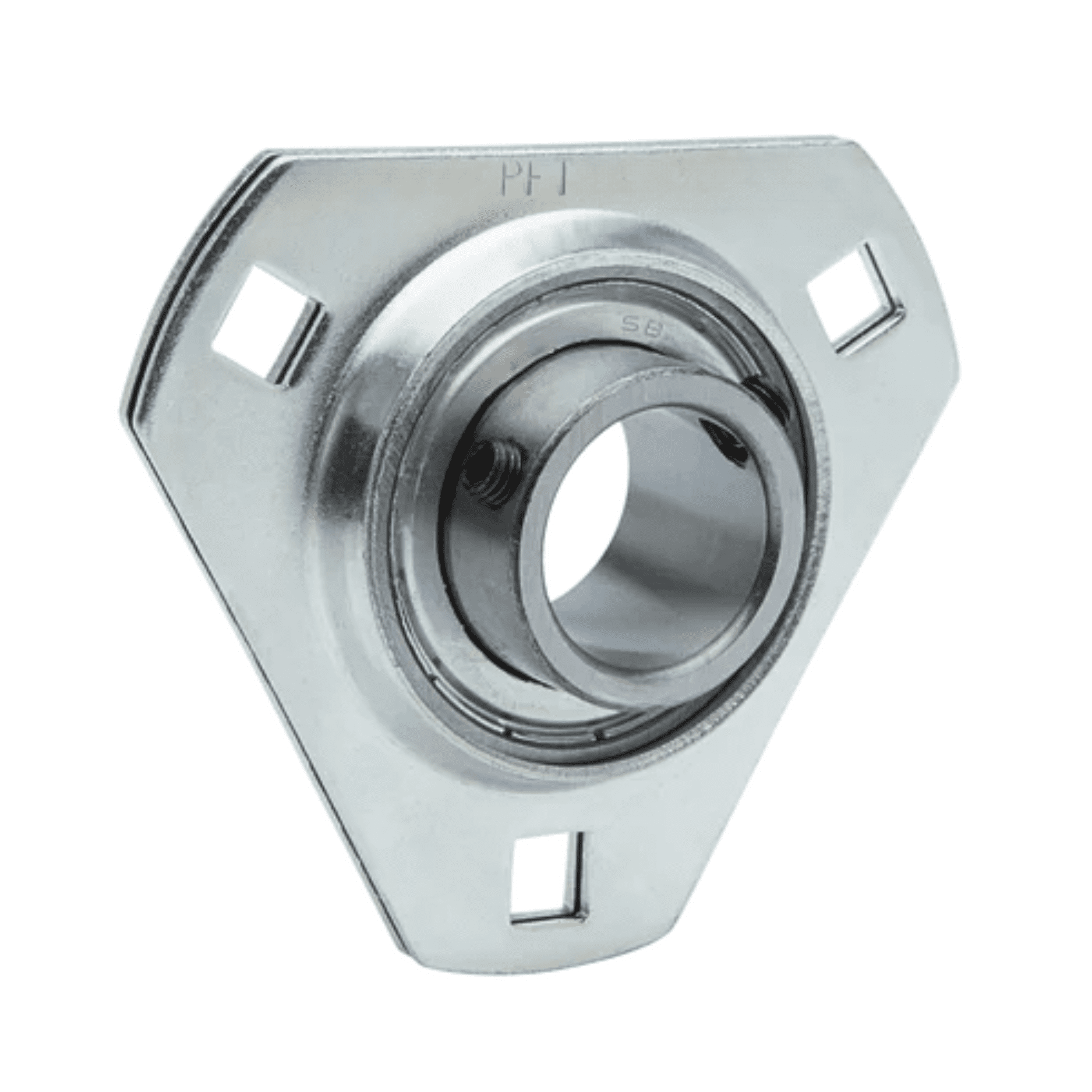 1-1/4" Pressed Steel 3-Bolt Triangle Flange Bearing, SBPFT206-20